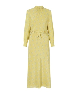 Alessandra Rich Floral Print Dress With Ruffled Bow Embellishment