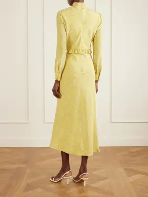 Alessandra Rich Floral Print Dress With Ruffled Bow Embellishment