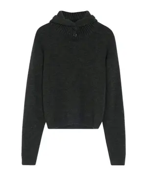 LEMAIRE Ribbed Hooded Sweater With Buttoned Closure