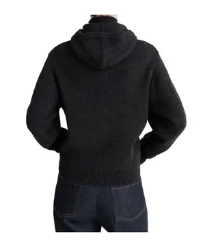 LEMAIRE Ribbed Hooded Sweater With Buttoned Closure