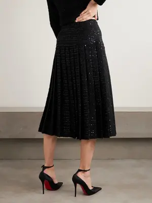 Alessandra Rich Sequined Pleated Midi Skirt