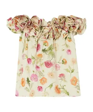 Carolina Herrera Off-shoulder Ruffled Floral Print Top