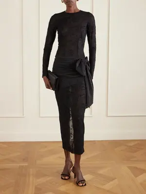 Alessandra Rich Bow-knot Pleated Dress