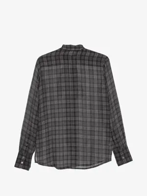 7 For All Mankind Tieneck Plaid Longsleeve Blouse