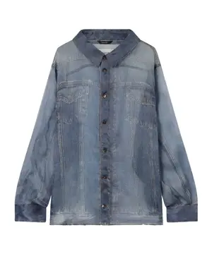 HAIKURE Denim Printed Long Sleeve Shirt - Gray