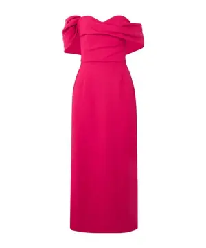 Carolina Herrera Off-the-shoulder Draped Wool Blend Dress