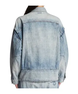 R13 Button-front Denim Jacket With Classic Collar And Drop Shoulder