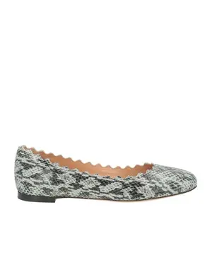 Chloé Snake-print Leather Ballet Flats