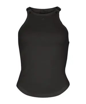COURREGES Round Neck Sleeveless Vest - Black