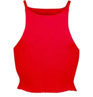 COURREGES Ribbed Cropped Knit Top