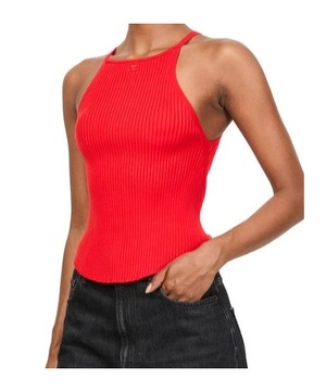 COURREGES Ribbed Cropped Knit Top
