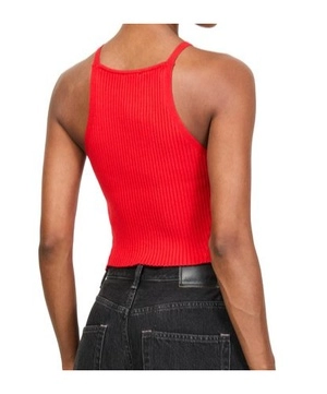 COURREGES Ribbed Cropped Knit Top