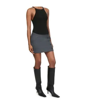 COURREGES Ribbed Knit Top - Black