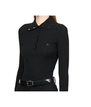 COURREGES Long-sleeved Knitted Polo Shirt