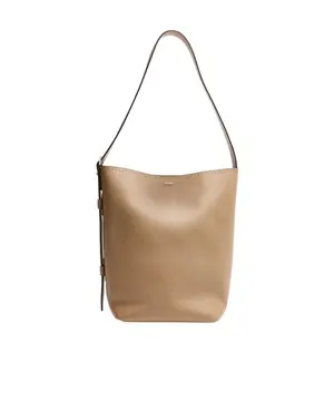 Max Mara Logo Grained Leather Bucket Bag