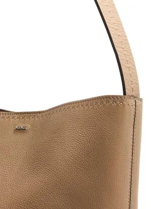 Max Mara Logo Grained Leather Bucket Bag