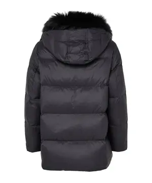 YVES SALOMON Hooded Puffer Jacket With Fox Fur Collar