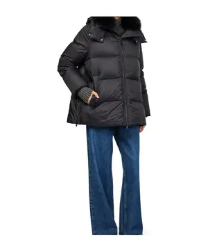 YVES SALOMON Hooded Puffer Jacket With Fox Fur Collar