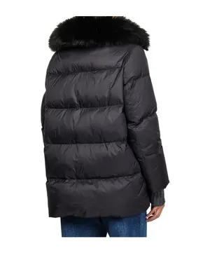 YVES SALOMON Hooded Puffer Jacket With Fox Fur Collar