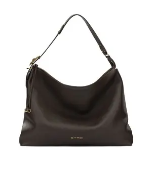Etro Logo-lettering Grained-leather Shoulder Bag