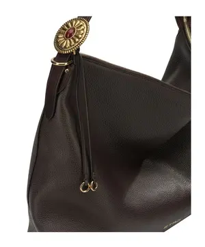 Etro Logo-lettering Grained-leather Shoulder Bag