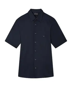 Emporio Armani Slimfit Shortsleeve Shirt - Blue