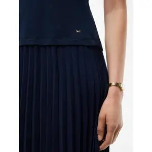 Tommy Hilfiger Two-piece Set: High-neck Top With Shoulder Buttons And Pleated Midi Skirt