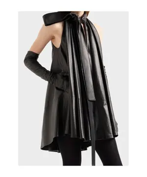 7 For All Mankind Faux Leather Ruffle Dress