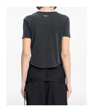 ANN DEMEULEMEESTER Micro Curved Hem T-shirt With Slogan Print