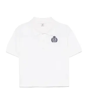 SPORTY  RICH Sporty & Rich Logo Embroidered Collared Polo Shirt - White