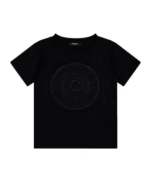 Balmain Crewneck Short Sleeve T-shirt With Appliqu