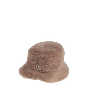 GANNI Solid-color Short Plush Fisherman Hat - Brown