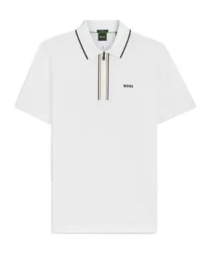 Hugo Boss Slimfit Zipup Polo Shirt - White