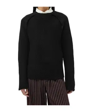 ANN DEMEULEMEESTER Ribbed-knit Sweater - Black