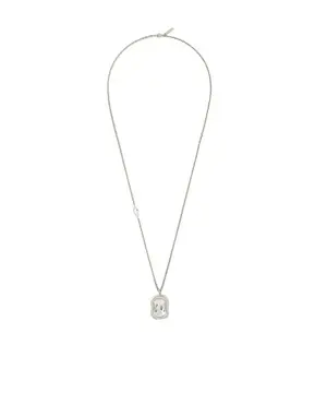 Givenchy Sculptural Crystal Necklace In Metal And Crystal - Ancient Silver