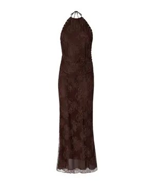 Pinko Lace-overlay Halterneck Maxi Dress