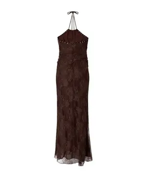 Pinko Lace-overlay Halterneck Maxi Dress