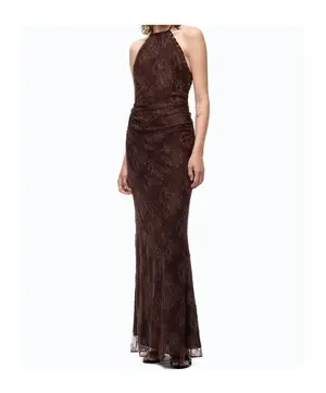 Pinko Lace-overlay Halterneck Maxi Dress