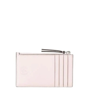 Tory Burch Solid Color Leather Card Holder - Pink
