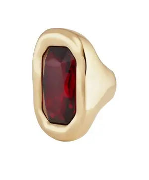 Givenchy Sculptural Crystal Ring In Metal And Crystal - Gold/red