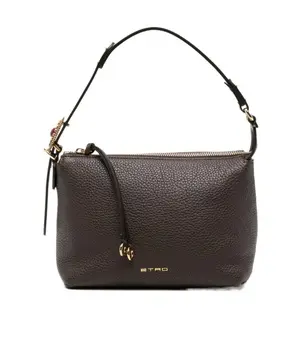 Etro Grainy Leather Shoulder Bag - Dark Brown