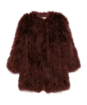 YVES SALOMON Feather Embellished Jacket - Burgundy