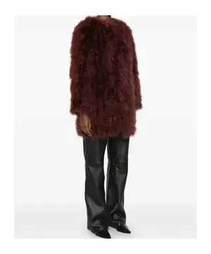 YVES SALOMON Feather Embellished Jacket - Burgundy