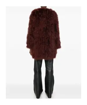 YVES SALOMON Feather Embellished Jacket - Burgundy