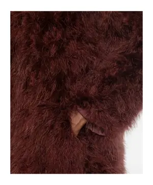 YVES SALOMON Feather Embellished Jacket - Burgundy