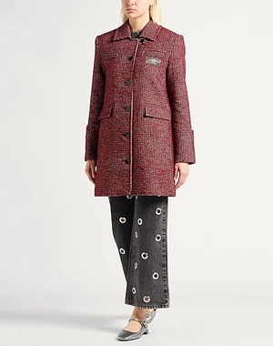 GANNI Single-breasted Houndstooth Wool Coat