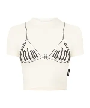 Palm Angels Cropped Fitted Tshirt - White