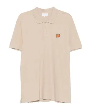 Maison Kitsuné Fox Head Patch Polo Shirt - Beige