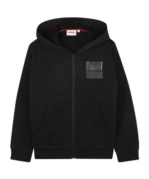 Hugo Boss Zipper Hooded Sweatshirt With Logo Detail - Black