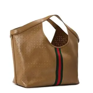 Gucci Leather Tote Bag With Embossed Geometric Motif